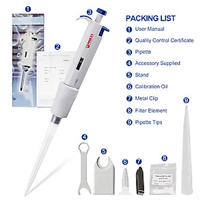 10mL Micropipette, 1-10mL Lab Single Channel Micro Pipettes, Adjustable Variable Volume for Liquid Laboratory Scientific School Home