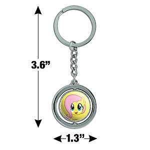 GRAPHICS & MORE My Little Pony Fluttershy Face Keychain Spinning Round Chrome Plated Metal