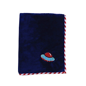 Bacati Space Multicolor Boys Navy Plush Blanket