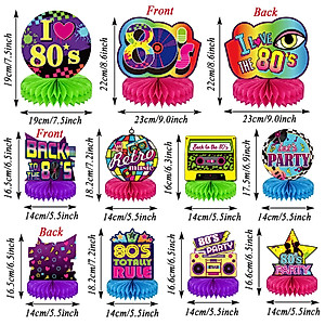 9 Pieces 80's Retro Party Supplies 1980 Party Honeycomb Centerpieces for Tables Decorations 80s Hippie Theme Party Table Topper Decorations for 1980s Birthday Baby Shower Party Suplies