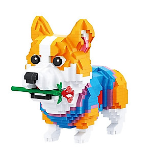 FunBlocks Mini Building Blocks Animal Set, DIY Micro 3D Building Toy Bricks (Corgi 997pcs)