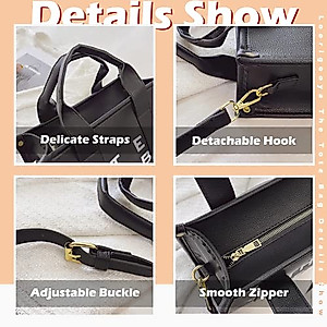 LooriGooya The Tote Bags for Women, Black Leather Tote Bag with Zipper Sturdy Cute Handbag, Tote Purse Crossbody Hand Bag for Work, School and Travel