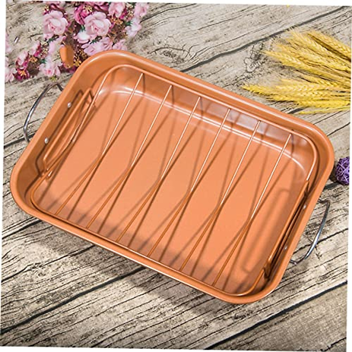 Housoutil Non Stick Baking Sheet Bread Baking Pan Loaf Bread Pan Bbq Food Plate Kitchen Bakeware Accessory Rectangular Baking Pan Baking Tray Oven Barbecue Grill Steel Pan Bakeware