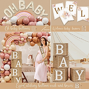 Boho Baby Shower Decorations, Boho Rainbow Baby Shower Party Supplies, A Little Ray of Sunshine is Almost Here, It’s a Girl Gender Reveal, Baby Shower Backdrop Balloon Arch Boxes Mom to Be Sash