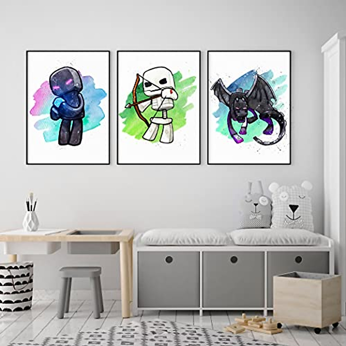 Waschbar Neon Gaming Posters for Boys Room Decor, Gaming Room Decor, Boys Room Decorations for Bedroom, Gamer Wall Art, Inspirational Posters for Video Game Room (Mining)