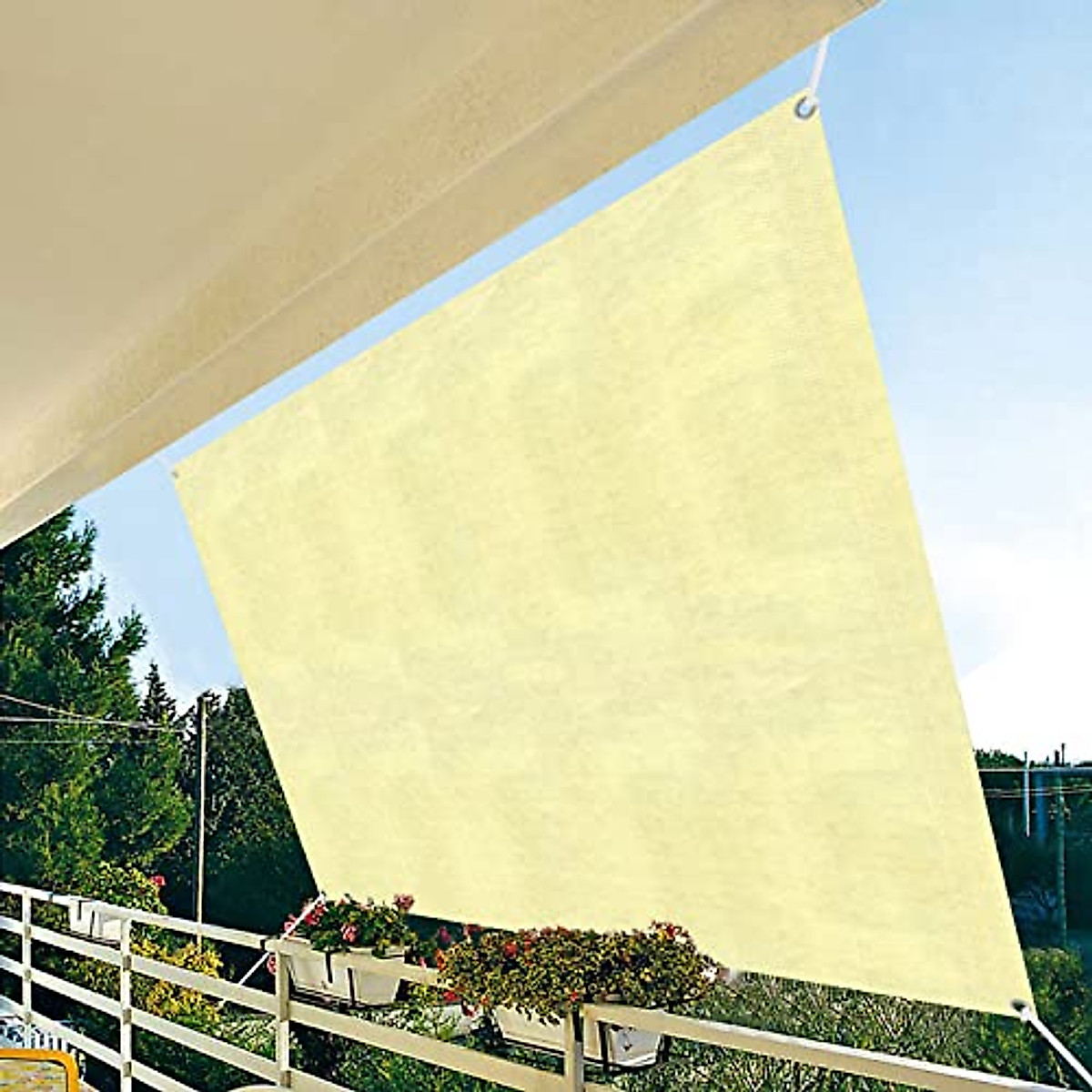 ZGOEK Sun Shade Sail, Rectangle Shade Sail UV Block 90% Shade Fabric Sun Shade Cloth for Outdoor Patio Lawn Garden Beige 2x1.6m/6.5x5.2ft