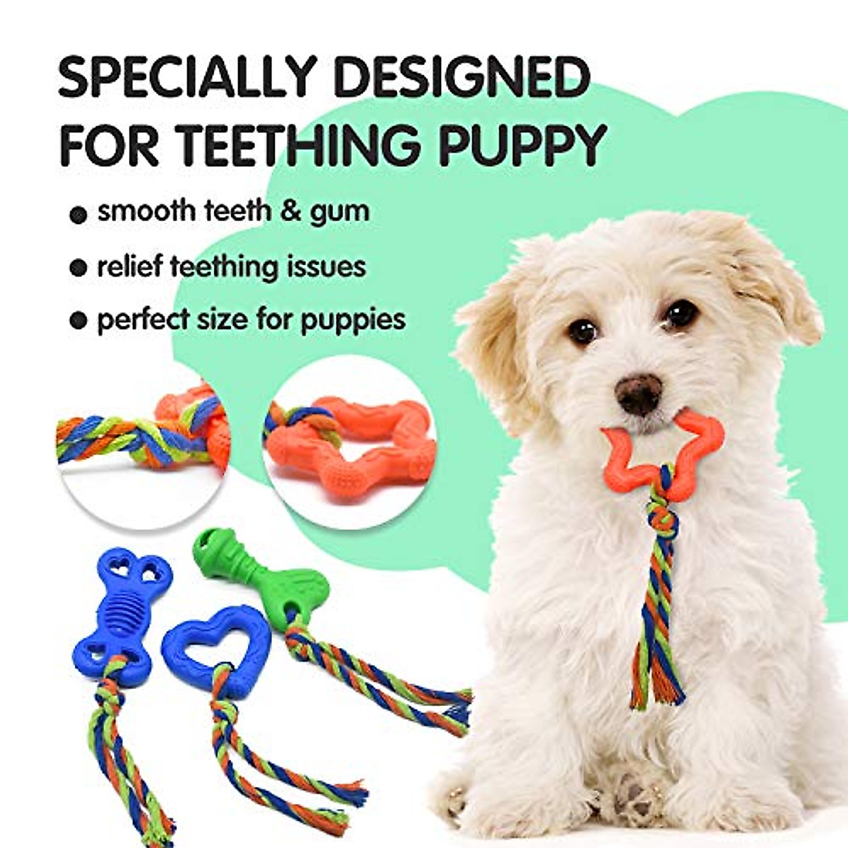LEGEND SANDY Puppy Chew Toys for Teething, 14 Pack Dog Chew Toys for Small Dog, Dog Toy for Boredom and Stimulating,Pet Toys for Small Breed with Dog Ball,Tug of War Rope Toys Squeaky Plush Toy