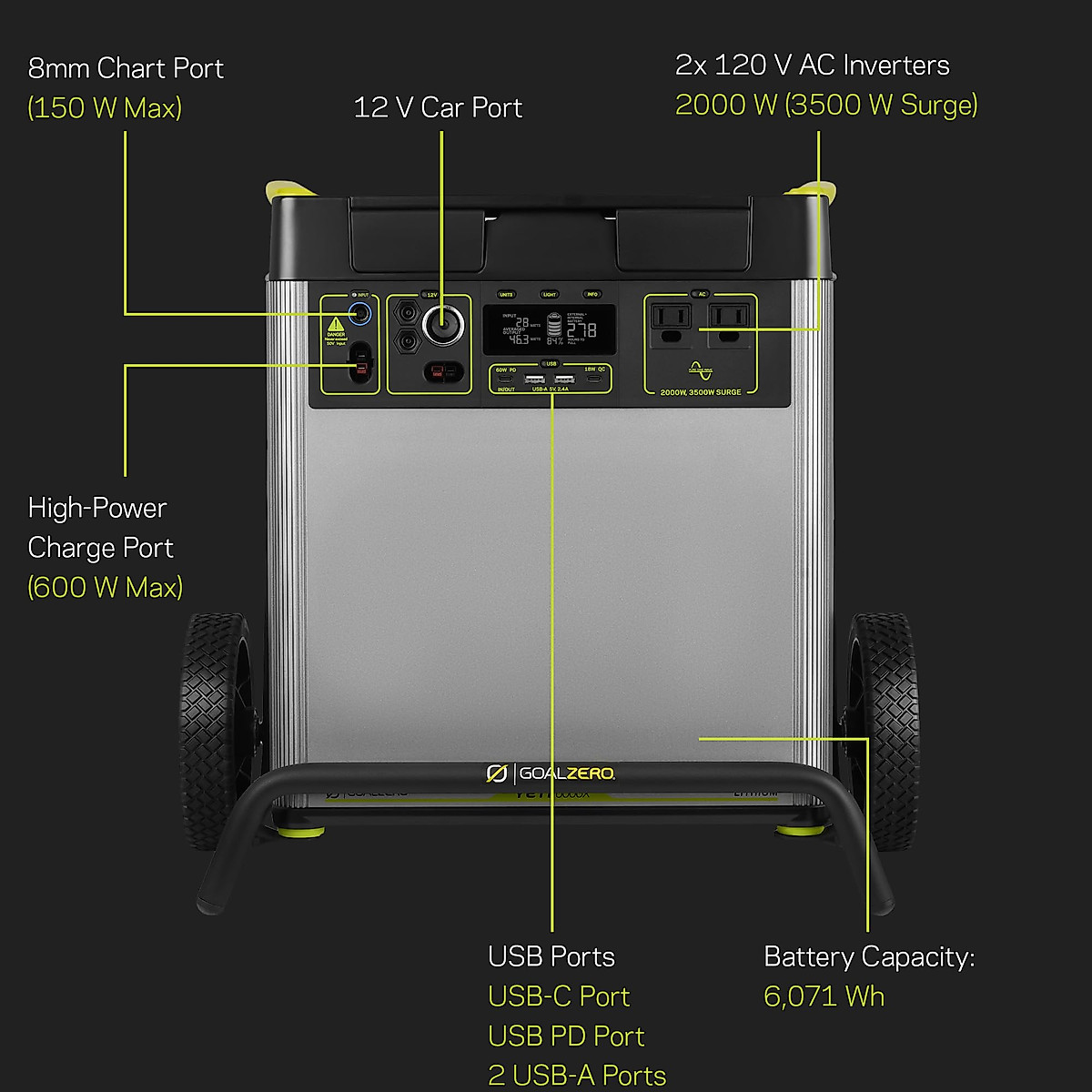 Goal Zero Yeti Portable Power Station - Yeti 6000X w/ 6,071 Watt Hours Battery Capacity, USB Ports, AC Inverter & 2 Ranger 300 Briefcase Solar Panels - Rechargeable Generator for Home, RVs, Work Sites