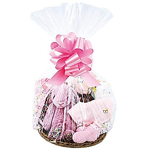 Wowfit Cello Bags,10 CT 18x30 inches Clear Cellophane Bags Perfect for Gift Baskets, Presents, Weddings, Bridal/Baby Showers and More (Flat, No Gusset, 18x30 inches, Not include Ribbon)