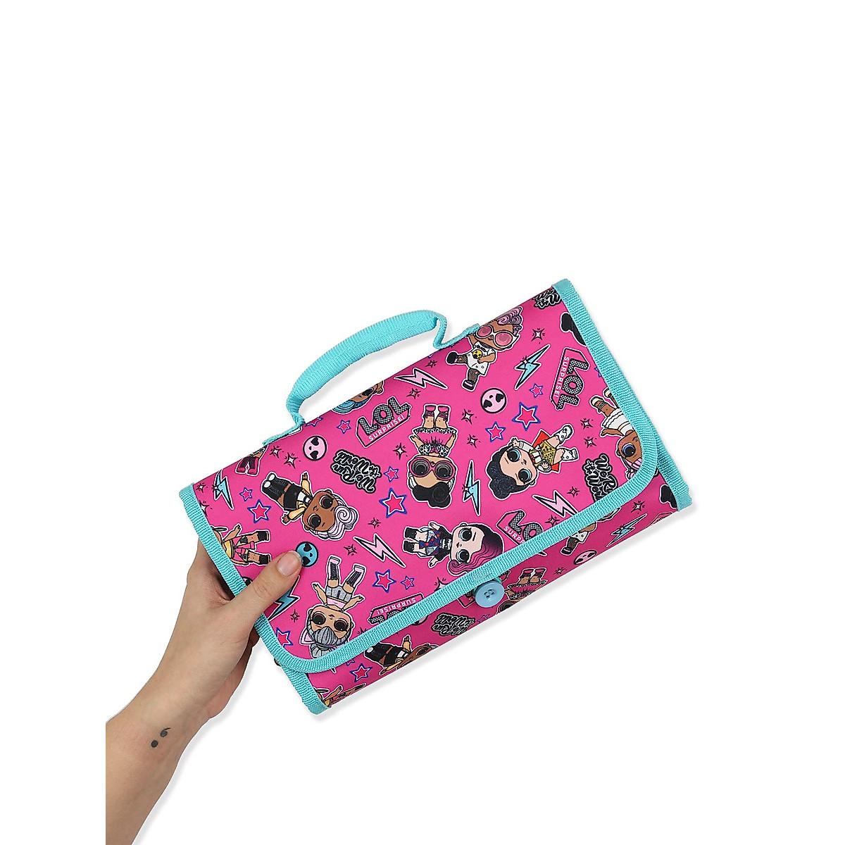 L.O.L. Surprise! Girl's Tri-fold Multipurpose Collectible Toy Storage Accessory Toiletry Travel Bag Case (One Size, Pink)