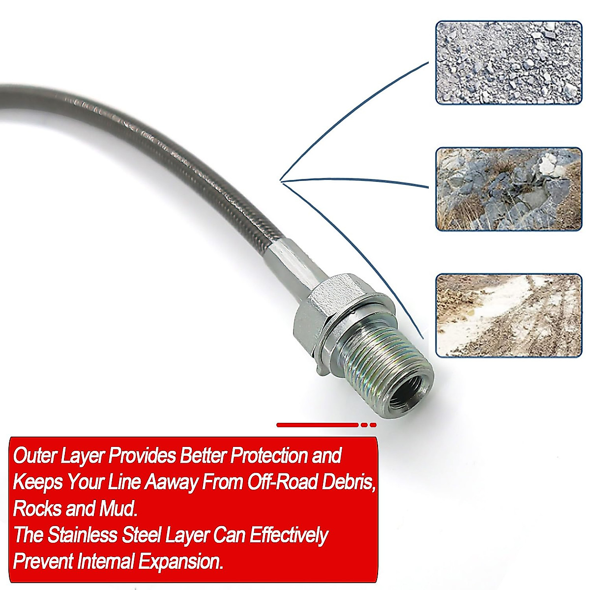 Front Stainless Brake Lines Compatible With 1971-1987 Chevy GMC C/K 10 15 20 K5 Blazer 4-6" Lift