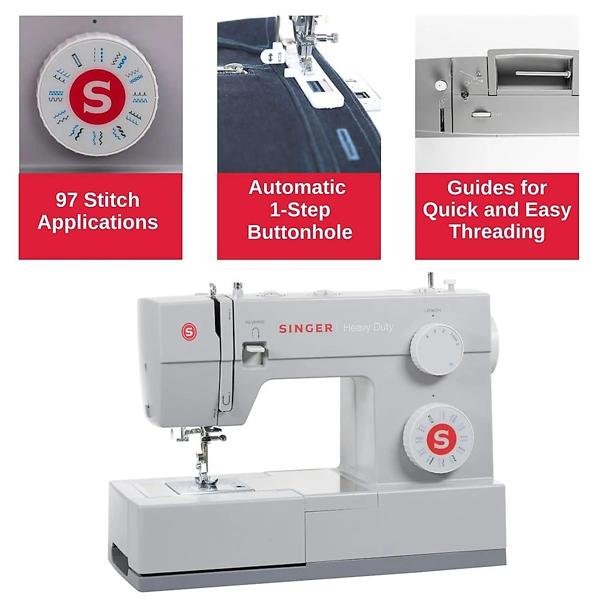 SINGER | 4423 Heavy Duty Sewing Machine With Included Accessory Kit, 97 Stitch Applications, Simple, Easy To Use & Great for Beginners