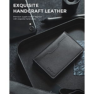 VULKIT Pop up Wallet Credit Card Holder with Leather Slots RFID Blocking Metlal Bank Card Case for Men or Women(Black)