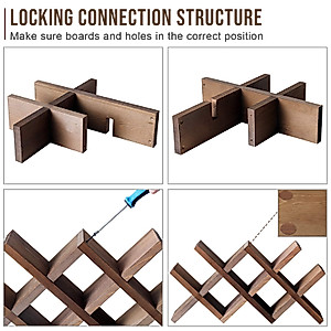 WELLAND Wood Countertop Wine Rack, Rustic Tabletop Wine Holder, 7 Bottle Wine Holder, Minimal Assembly Required | 21.25" W x 4" D x 11.5" H