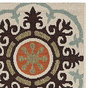 SAFAVIEH Veranda Collection Accent Rug - 2'7" x 5', Cream & Terracotta, Floral Design, Non-Shedding & Easy Care, Indoor/Outdoor & Washable-Ideal for Patio, Backyard, Mudroom (VER002-0715)