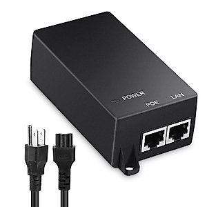 PoE Injector Adapter, NEWCARE 48V Gigabit PoE Adapter 30W, RJ-45 10/100/1000 Mbps, Up to 100 Meters (328 Feet), Support Wall-Mount, Use for IP Camera AP Switch 45+ 78- PoE Power Supply(Non-Standard)