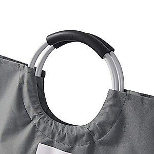 82L Large Thicken Laundry Basket Collapsible Fabric Laundry Hamper Foldable Heavy Duty Clothes Bag Portable Washing Bin Waterproof Cloth Hampers Storage with Durable Aluminum Handles (Dark Gray)