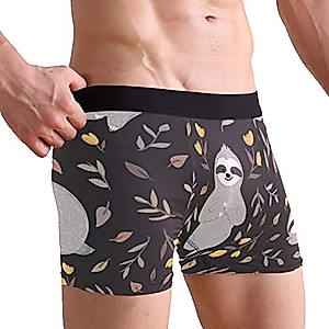 Animal Sloth Tree Flower Boxer Briefs Men's Underwear for Men Boy