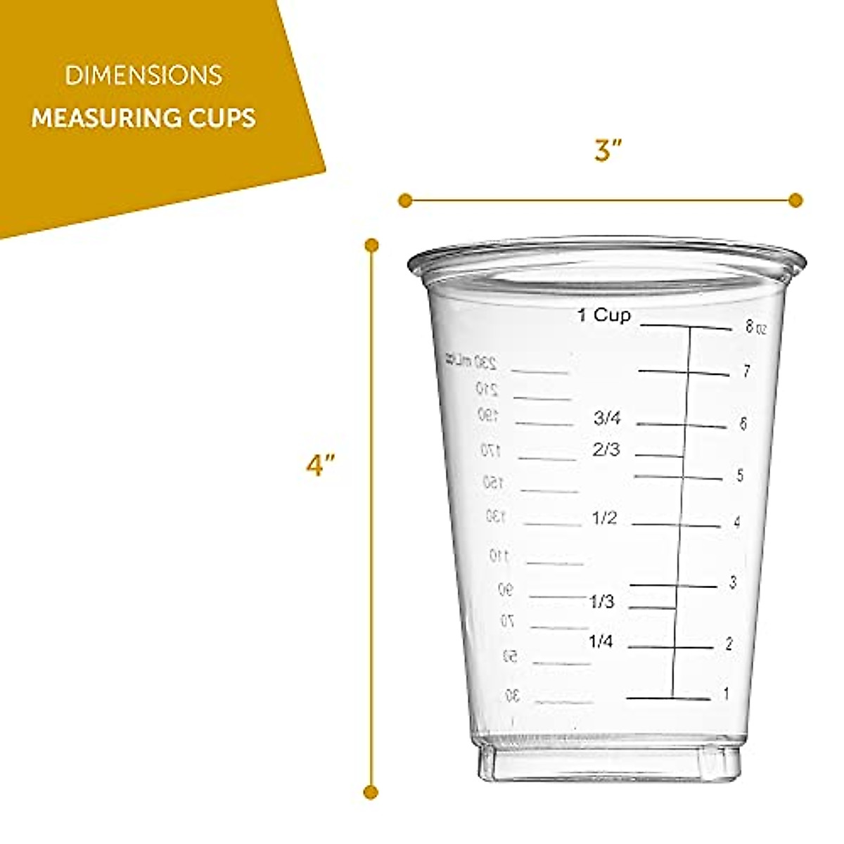 50 Disposable Measuring Cups - 8 Oz | Resin Mixing Cups For Epoxy Resin | Plastic Measuring Cups | Liquid Measuring Cups | Dry Measuring Cups | Paint Mixing Cups | Baking Supplies | Baking Tools