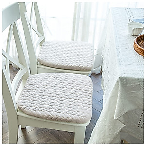 ZTGL U-Shaped Chair Cushions 100% Cotton Non-Slip Dining Chair Pads with Ties Durable Kitchen Seat Cushion Pads Chair Decoration Cushions for Office Home,Beige,Pack of 2