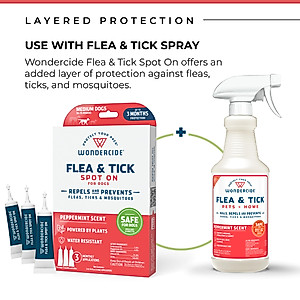 Wondercide - Flea & Tick Dog Spot On - Flea, Tick, and Mosquito Repellent, Prevention for Dogs with Natural Essential Oils - Up to 3 Months Protection - Medium 3 Tubes of 0.10 oz