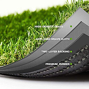 ZGR Premium Artificial Grass 4' x 6' Outdoor Rug, 1.38" Realistic Thick Turf for Garden, Yard, Fake Lawn, Dogs Synthetic Grass Mat, Non-Toxic, Rubber Backed with Drainage Holes, Customized Sizes