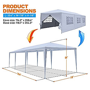 SereneLife SLTET30 Party Commercial Instant Shelter with 4 walls-Waterproof Tent with 8 Sand Bags, One size, White