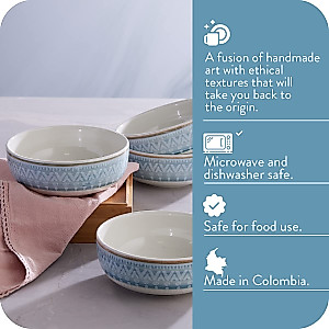 Corona 4 bowls Set | Congo 21oz | 4 Pieces | Ceramic | Ethnic design | Set 4 Bowls | Cerámica