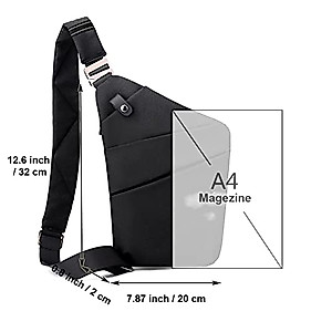 chinatera Personal Pocket Bag for Men Sling Crossbody Bags, Casual Anti-Thief Slim Shoulder Backpack for Outdoor Sports (Black, Left Shoulder)