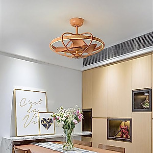 Ceiling Fans with Lights, Indoor Ceiling Fan with Reversible DC Motor, for Patio Bedroom Living Room (Size : 64cm/25in)