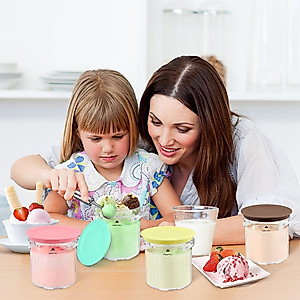 FOTRIC 16oz Ice Cream Containers Replacement for Ninja Creami Breeze Pints and Lids - 4 Pack, Compatible with NC100 NC200 NC201 CN205A Series, BPA-Free & Dishwasher Safe