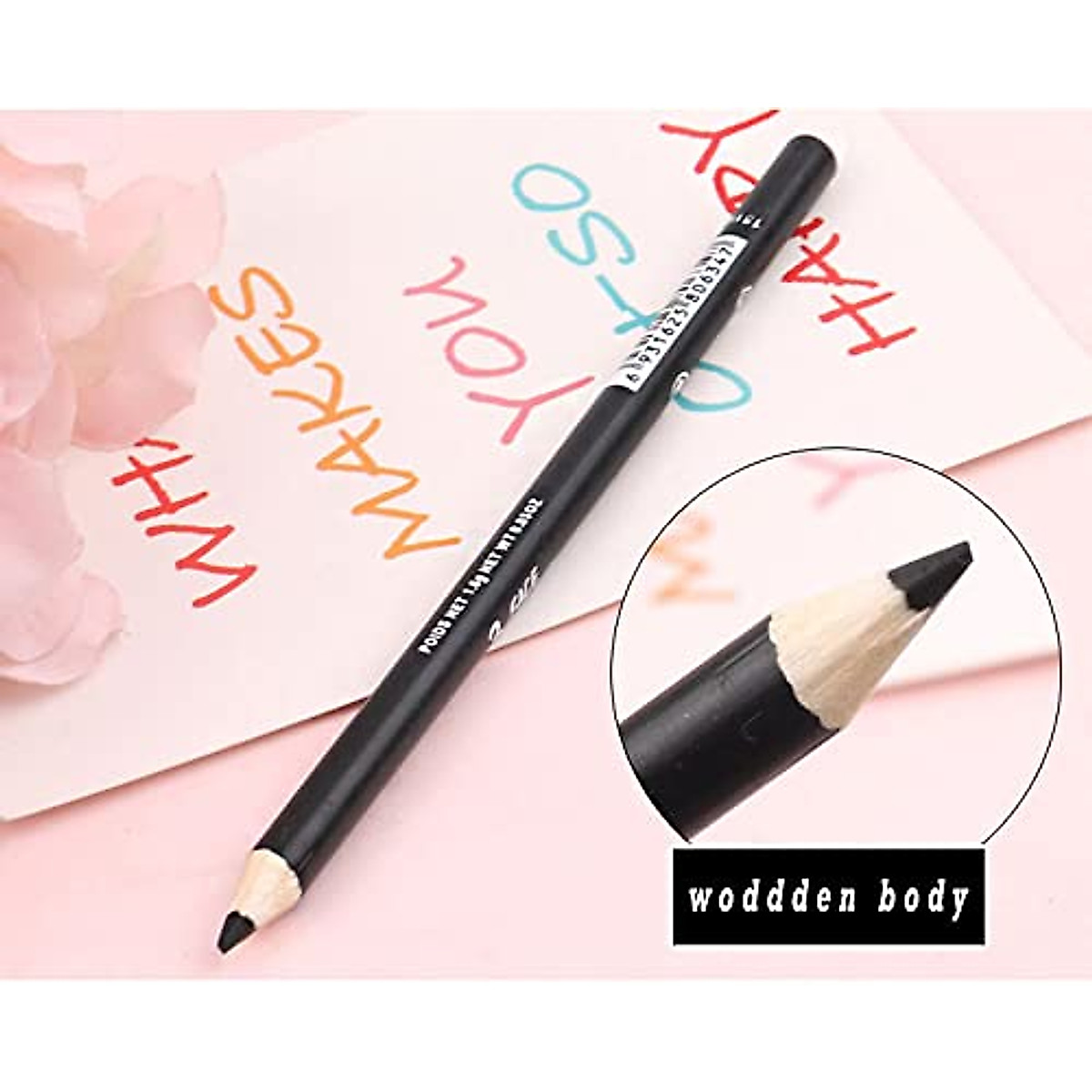 Black Eyeliner Pencil Set - 12 PCs Smudge Proof Matte Waterproof Long Lasting Makeup Eye Liners
