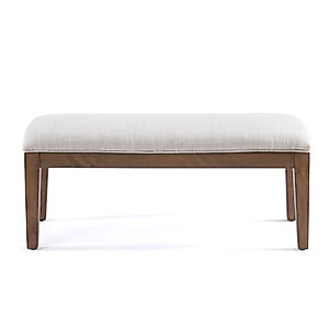 HUIMO Upholstered Entryway Bench, Bedroom Bench for End of Bed, Dining Bench with Padded Seat for Kitchen, Living Room, Fabric Solid Wood Indoor Bench (Beige)