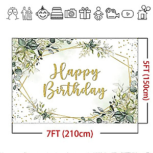 Mocsicka Greenery Birthday Backdrop 7x5ft Eucalyptus Green Leaves Happy Birthday Party Decorations Photo Backdrops Botanical Birthday Photography Background