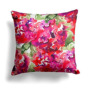iiRov Summer Design Ink-Fuzed Decorative Throw Pillow - Tropical Hydrangea Flowers