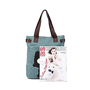 KAUKKO Women Canvas Handbag Shoulder Bag Cat Big Tote Bag