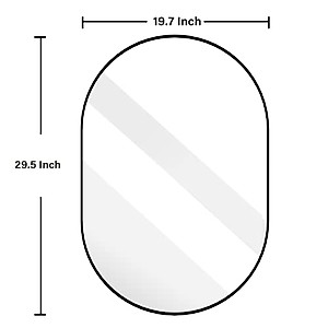 Manocorro Oval Wall Mirror, 20" x 30", Black Oval Bathroom Mirror, Large Wall Mounted Mirror w/Metal Frame, Vertical & Horizontal, Prefect for Entryway, Bedroom, Fireplace (20''x30'', Black)