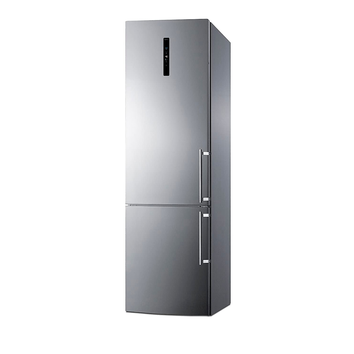 Summit Appliance FFBF181ES2LHD Bottom Freezer Refrigerator, 24" Wide, High Temperature Alarm, 11.7 cu.ft Capacity, Stainless Steel Door, Left Hand Door Swing, Multi-Flow Fan, Digital Thermostats