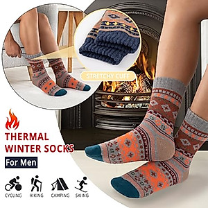 COOVAN Mens Wool Socks 5 Pairs Warm Thick Winter Wool Socks for Men Hiking Cozy Knit Thermal Crew Socks