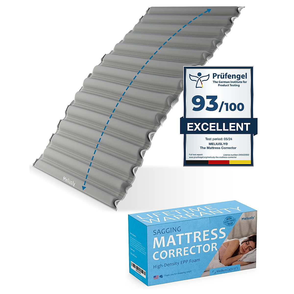 Meliusly® Sagging Mattress Support Pad (47x25'' - Medium) Patent Pending Mattress Firming Pad to Make Mattress Firmer - Saggy Bed Mattress Sag Support Board - Sinking Mattress Fix Firm Insert