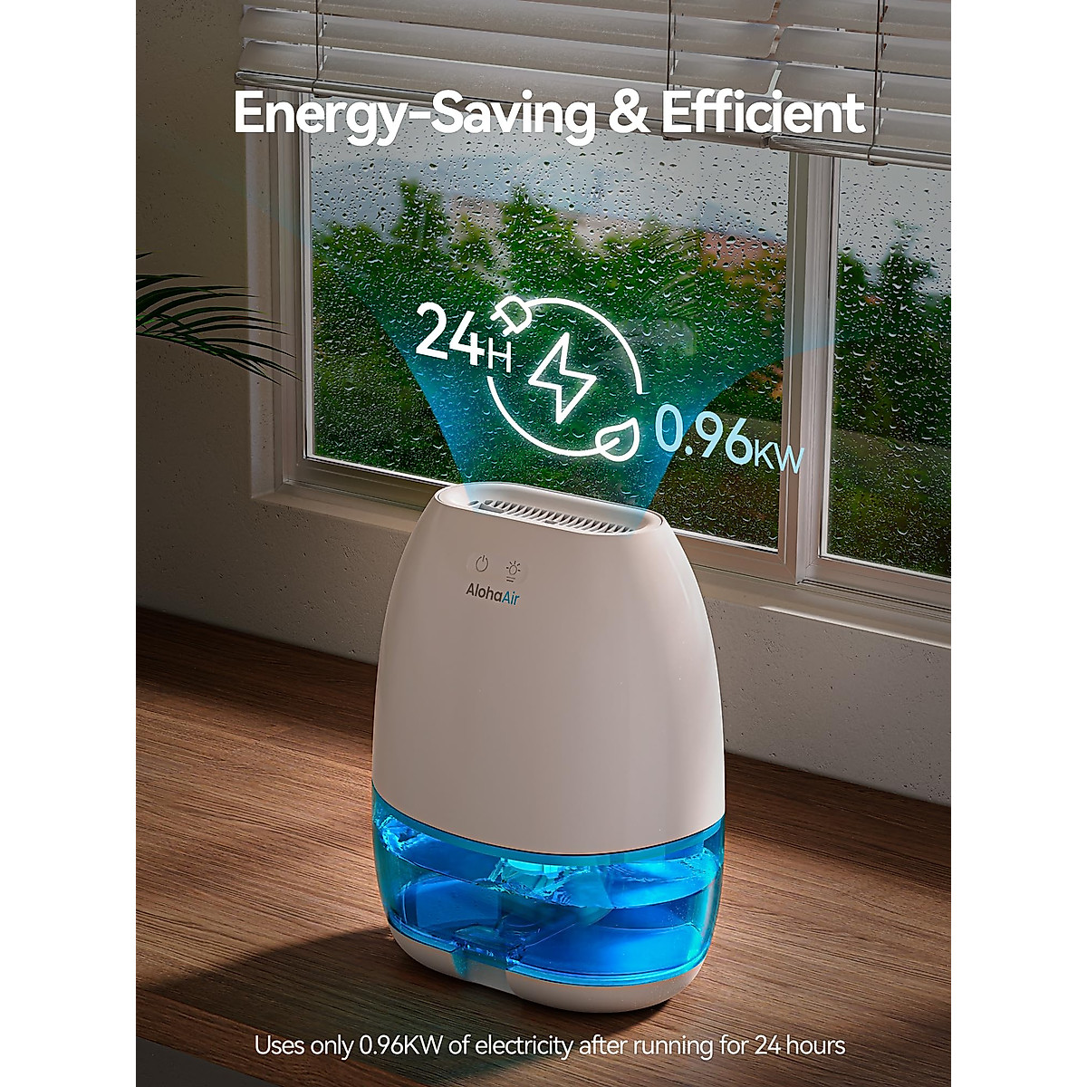 AlohaAir Dehumidifiers for Home, 34 oz Small Dehumidifier for Room, Quiet Dehumidifiers for Bathroom, Bedroom, RV, Closet with Auto Shut Off, 7 Colors Night Light