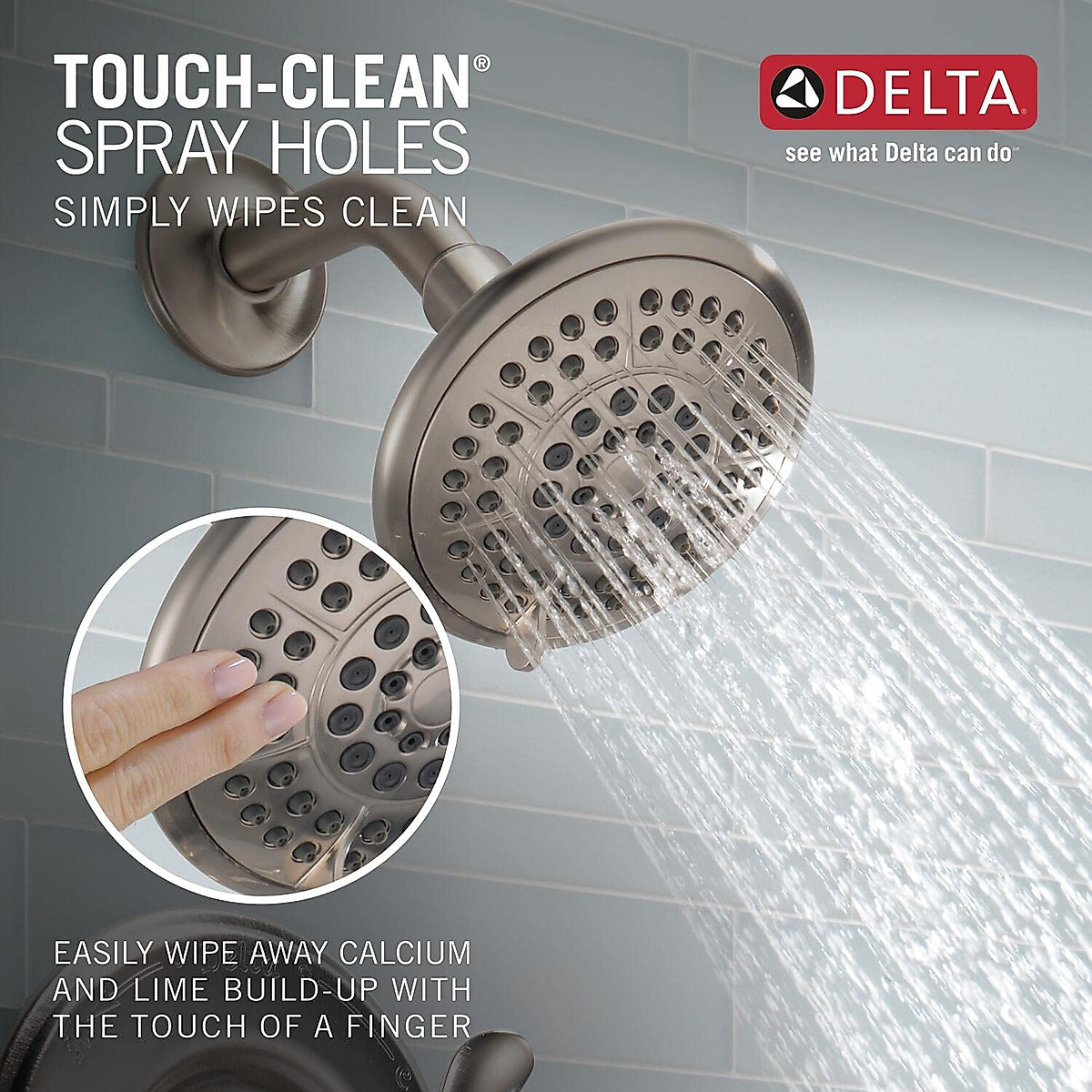 Delta Faucet Lahara 14 Series Single-Handle Tub and Shower Trim Kit, Shower Faucet with 5-Spray Touch-Clean Shower Head, Stainless T14438-SS (Valve Not Included), Without Rough