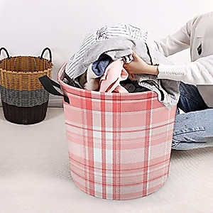 Tartan Plaid Backdrop Large Laundry Basket Hamper Bag Washing with Handles for College Dorm Portable