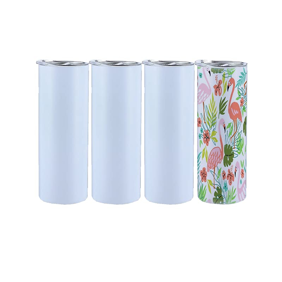 Buwaters 4pack 30 oz Sublimation Tumbler Blank Skinny Straight Stainless Steel Double Wall With Lid and Straw