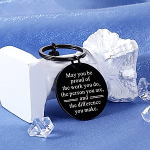 Lucullan Lepole Keychain - Thank You Gifts for Coworkers & Employees - Valentine & Farewell Gifts for Women & Men - Engraved Stainless Steel Keychain with Sentimental Quotes - Black