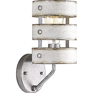 Progress Lighting Gulliver Collection 1-Light Antique Whitewashed Farmhouse Wall Sconce Light, Galvanized Finish