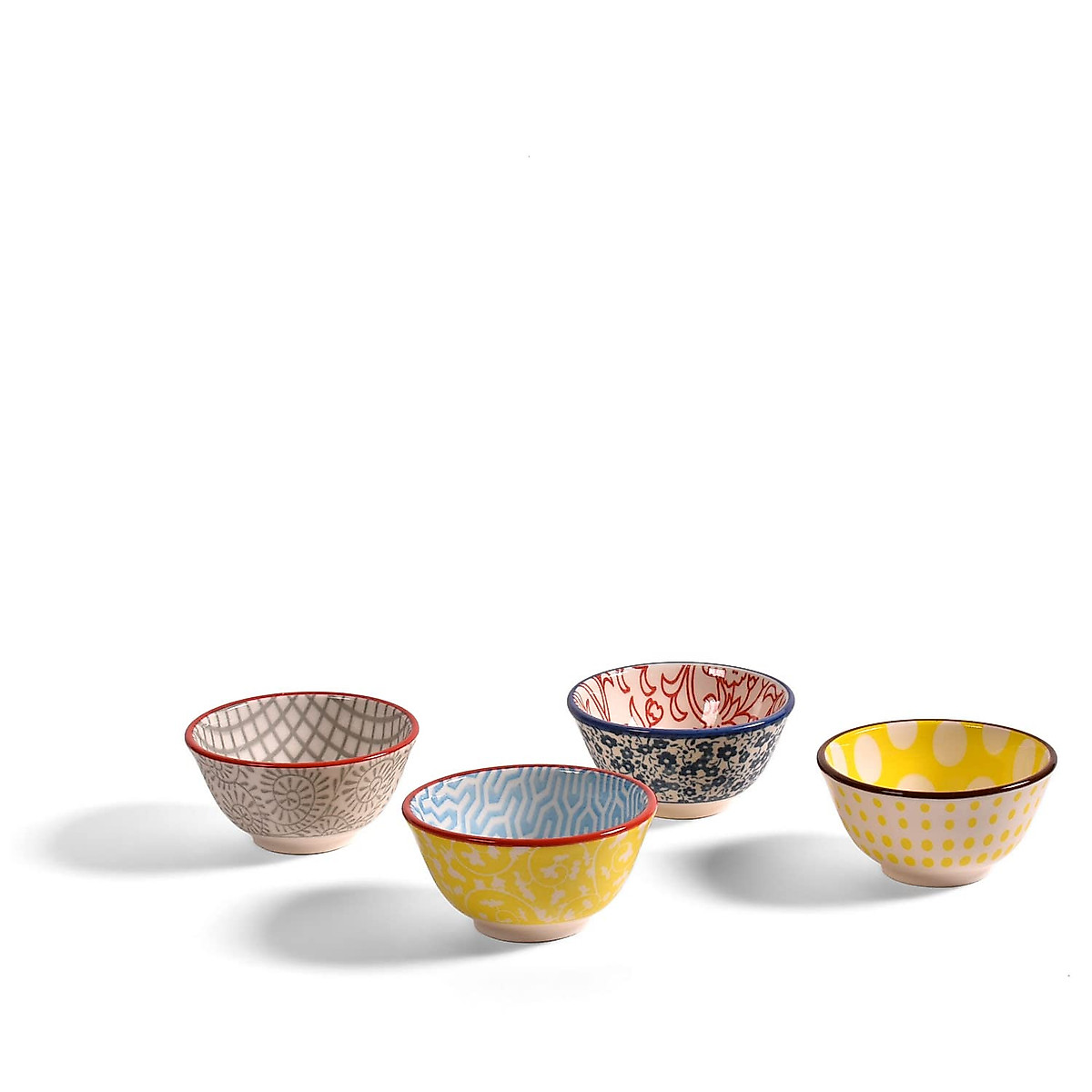 The Barrington Garage Patterned 2-1/2-inch Ceramic Wasabi/Pinch Bowls, Set of 4, Multicolor