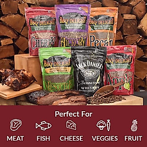 BBQr's Delight Wood Smoking Pellets - Super Smoker Variety Value Pack - 1 Lb. Bag - Apple, Hickory, Mesquite, Cherry, Pecan and Jack Daniel's