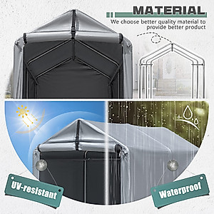 Flamaker Storage Shed 6' x 3' Metal Frame Outdoor Waterproof Carport Shelter with Rollup & Zipper Door Garage Tent for Bike, Motorcycle, Firewood