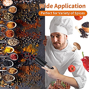 2Pack Electric Salt and Pepper Grinder Set USB Rechargeable with Warm LED Light, Adjustable Coarseness Lidaop Large Capacity Automatic Salt Pepper Mill Grinder for Kitchen, Restaurant, Outdoor, Black